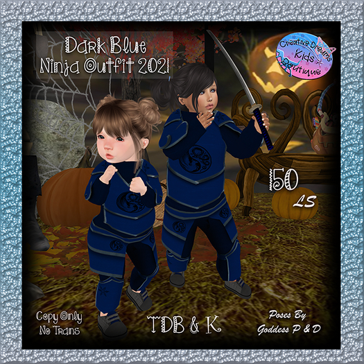 Second Life Marketplace - CDKB - Dark Blue Ninja Boys Outfit 2021