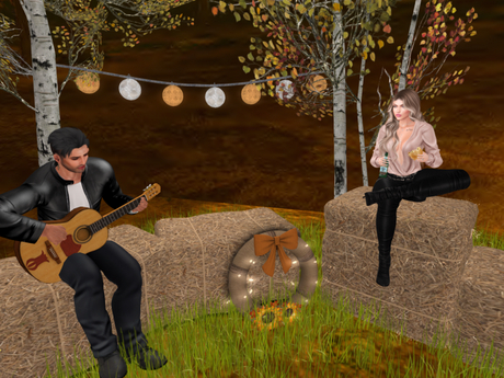 Second Life Marketplace - AUTUMN SKYBOX + BENCH HAY BALE TREE'S 20X20
