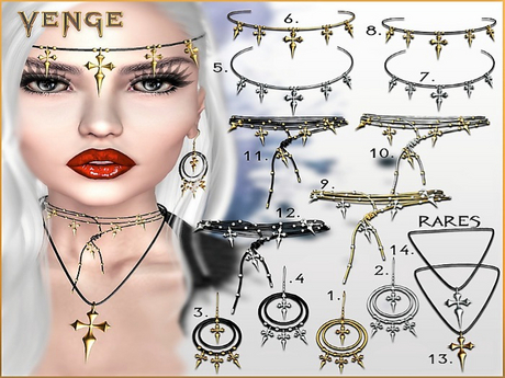 Second Life Marketplace - 3. VENGE - Gothic Cross Gacha - Earrings Noir ...