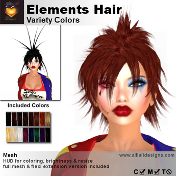 Second Life Marketplace - A&A Elements Hair Variety Pack (unisex punk ...