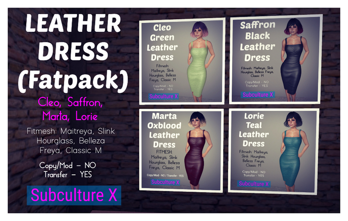 Second Life Marketplace - SUBCULTURE X - Leather Dress Fatpack