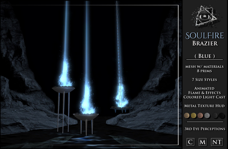 Second Life Marketplace - Soul Fire Brazier Set ( Blue )