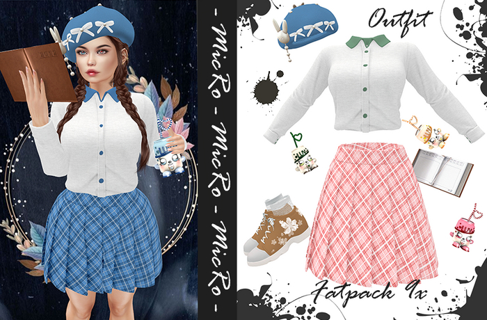 Second Life Marketplace - - MicRo - Outfit Kawaii school Fatpack 9x