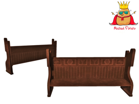 Second Life Marketplace - Meshed Potato - Church Bench _3 - Full Perm Mesh