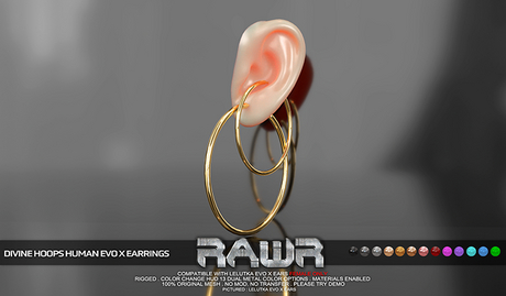Second Life Marketplace - RAWR! Divine Hoops DEMO HUMAN FEMALE Earrings ...