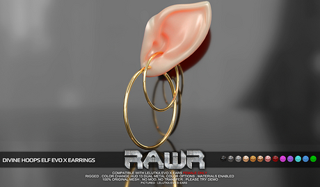 Second Life Marketplace - RAWR! Divine Hoops ELF FEMALE Earrings (add me)