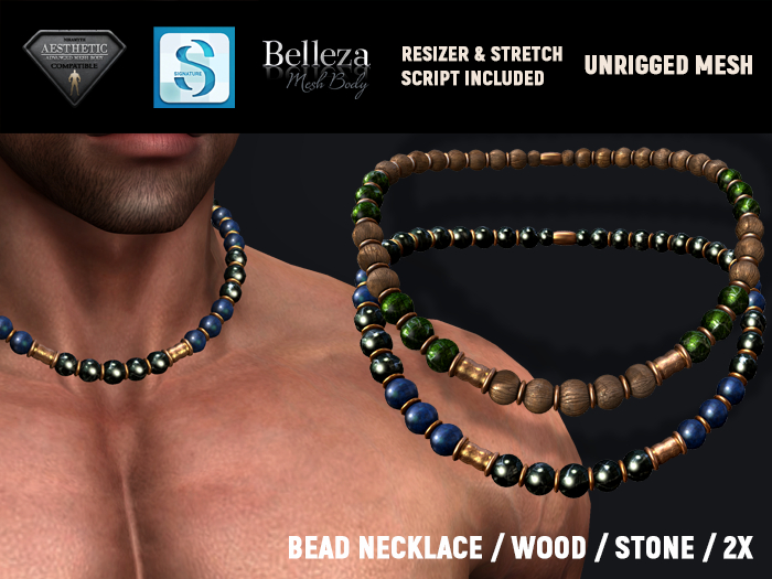 Second Life Marketplace - [7/11] Bead Necklace - Wood / Stone