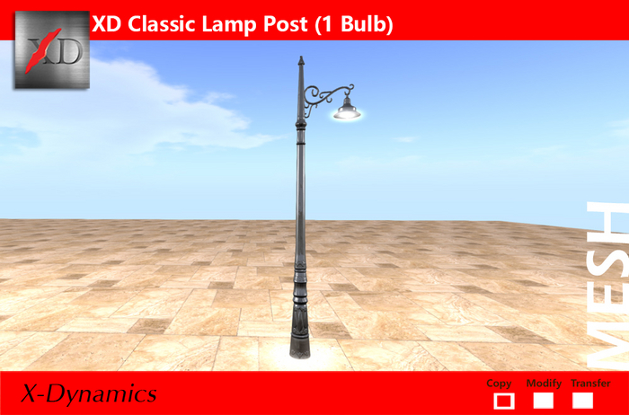 Second Life Marketplace - XD Classic Lamp Post-(1 Blub) Boxed