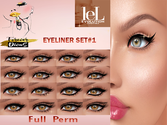 Second Life Marketplace - Eyeliner Set #1 [Lelutka EvoX] FULL PERM
