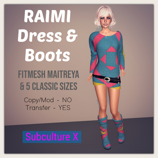 Second Life Marketplace - SUBCULTURE X - Raimi Dress & Boots
