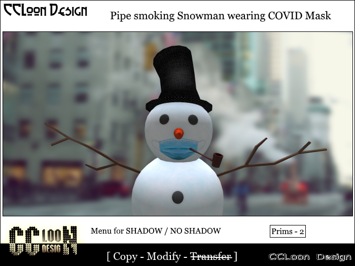 Second Life Marketplace - CCL Design - Snowman wearing Covid Mask ...