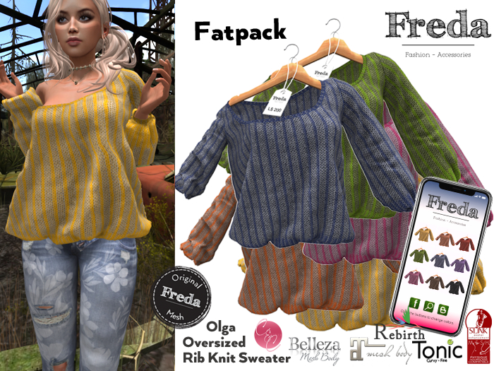 Second Life Marketplace - "Freda" Fatpack Olga Oversized Rib Knit Off ...