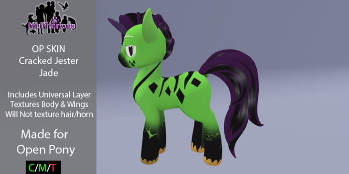 Second Life Marketplace - *M* Open Pony MLP BOM Skin Cracked Jester ...