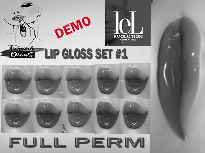 Second Life Marketplace - Lip Gloss Set #1 DEMO [Lelutka] FULL PERM