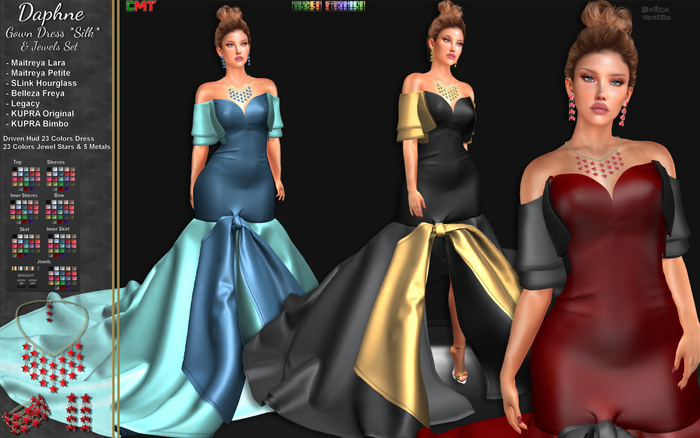 Second Life Marketplace - R.F. - *DAPHNE Gown DRESS & Stars Jewels set