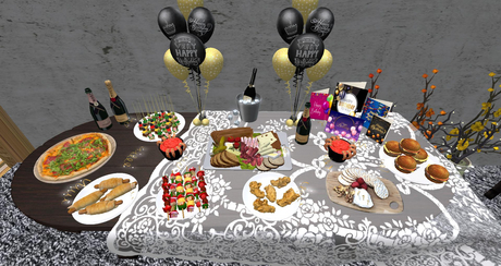 Second Life Marketplace - Imagine Celebration Buffet Table (rustic)