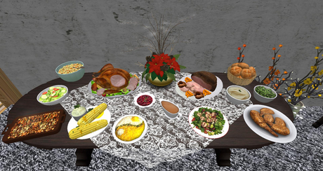 Second Life Marketplace - Imagine Celebration Buffet Table (rustic)