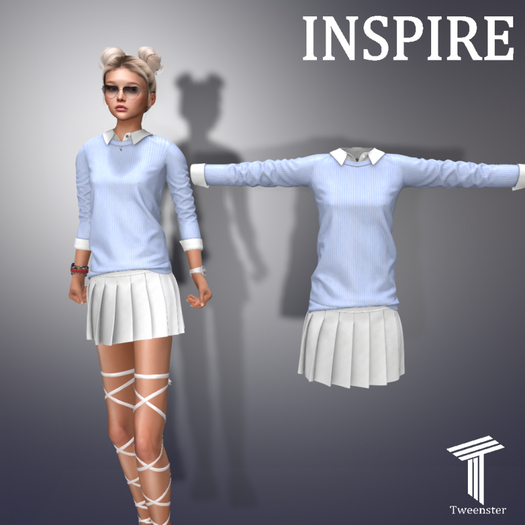 Second Life Marketplace - INSPIRE Pleated Skirt and Sweater Outfit ...