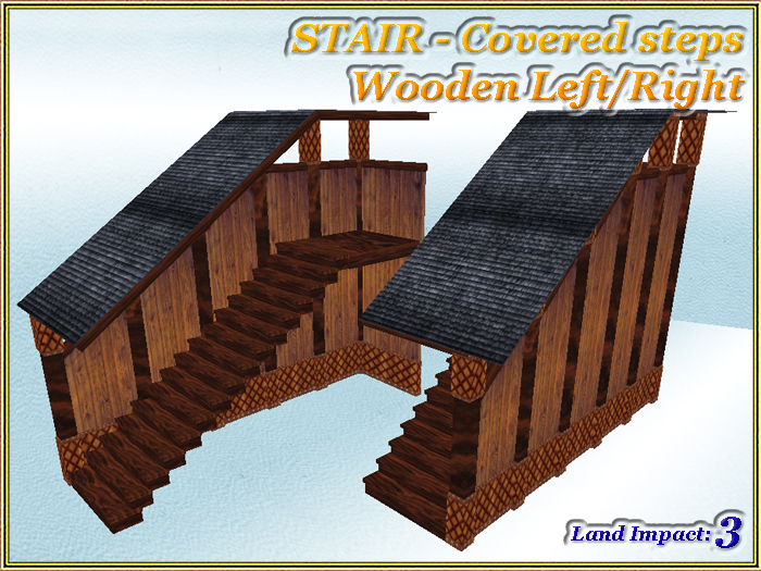 Second Life Marketplace - STAIR - Covered steps - Wooden Left/Right (3 ...