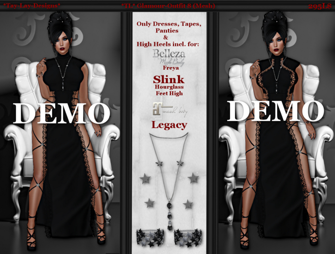 Second Life Marketplace - *Tay-Lay-Designs* Glamour-Outfit 8 (Mesh) DEMO