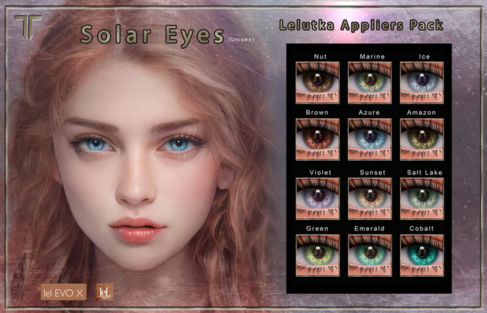 Second Life Marketplace - Tville - Solar Eyes [ Lelutka EVO & EVOX ] *pack*