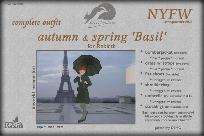 Second Life Marketplace - {IG} fashion - basil - autumn/spring outfit 2021
