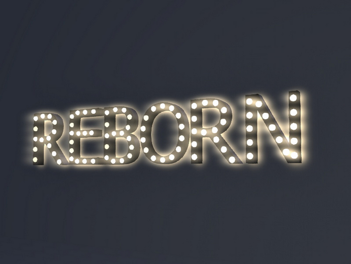 Second Life Marketplace - [Px] "REBORN" Illuminated Light Bulbs Sign
