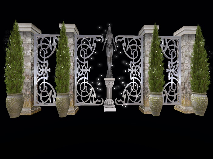 Second Life Marketplace - MC Starlight Guardian Statue Wall & Evergreens
