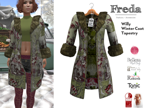 Second Life Marketplace - "Freda" Willy Open Winter Coat olive green ...