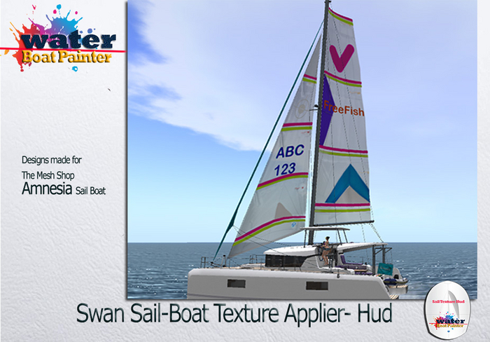 Second Life Marketplace - Amnesia-Swan Boat-Sail Texture Applier-HUD