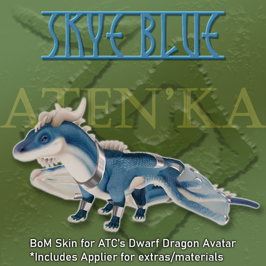 Second Life Marketplace - Aten'Ka - Dwarf Dragon Skin - Skye Blue