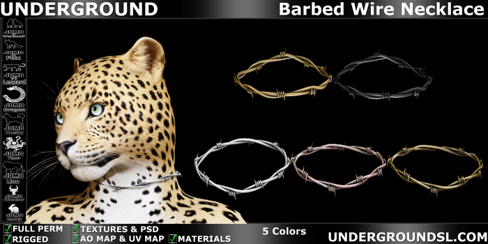 Second Life Marketplace - (UG) - Barbed Wire Necklace Furry