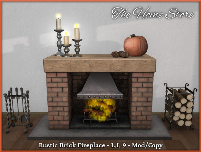 Second Life Marketplace - FIREPLACE - Autumn Fireplace - RUSTIC ...