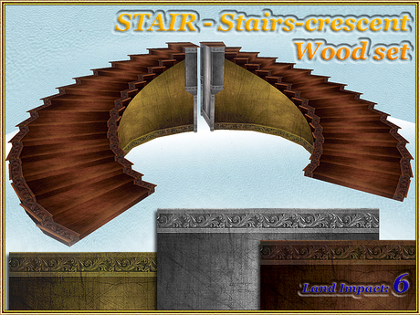 Second Life Marketplace - STAIR - Stairs-crescent - Wood set (6 LI ...