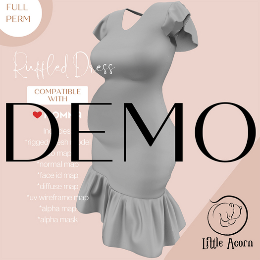 Second Life Marketplace - Little Acorn - DEMO Ruffled Dress *AvLove Momma*
