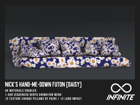 Second Life Marketplace - Infinite - Nick's Hand-Me-Down Futon (PG) *Daisy