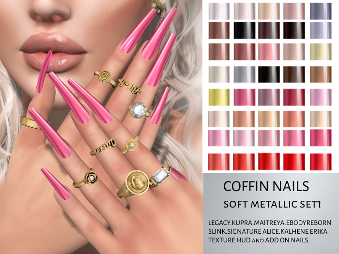 Second Life Marketplace - SHEY COFFIN NAILS SOFT METALLIC 40 TEXTURE ...