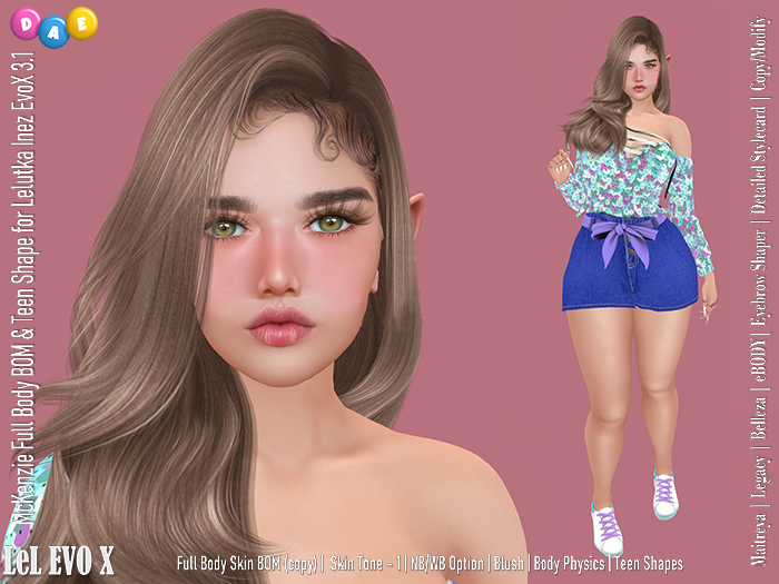 Second Life Marketplace - MCKENZIE Full Body SKIN BOM & Teen Shape for ...