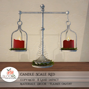 Second Life Marketplace - Bloom! - Candle Scale Red (ADD)