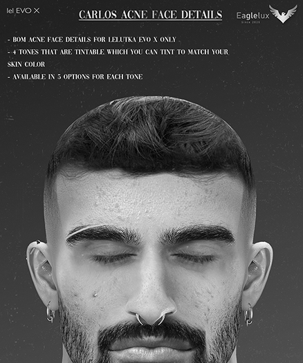 Second Life Marketplace - EGX. Carlos Acne face details DEMO