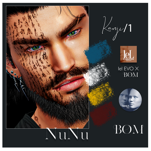 Second Life Marketplace - NuNu-*Kanji/1-Male Tat*UPDATED-[ADD2UNPACK]