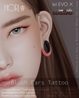 Second Life Marketplace - HORL - Blush Ears Tattoo (ADD ME)