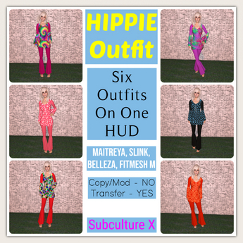 Second Life Marketplace - SUBCULTURE X - HIPPIE - 6 Outfits on 1 HUD