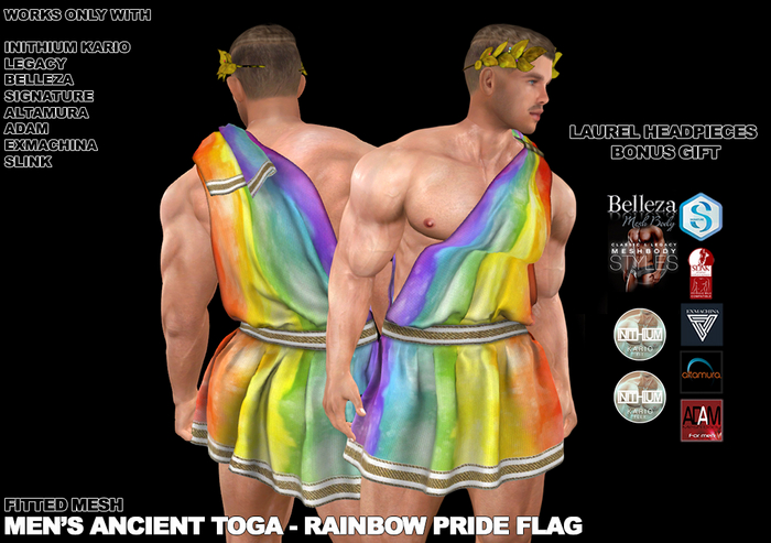 Second Life Marketplace - RGDW - Toga - Pride Rainbow Flag - Kario Legacy