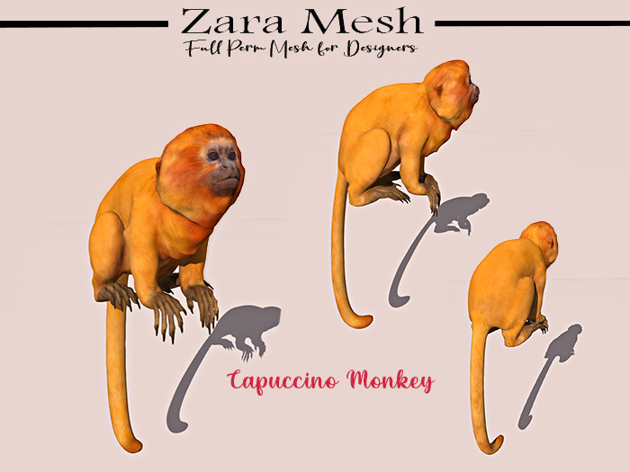 Second Life Marketplace - ZM - Animals - Capuccino Monkey - FULL PERM MESH