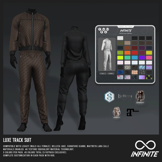 Second Life Marketplace - Infinite - Luxe Track Suit FATPACK