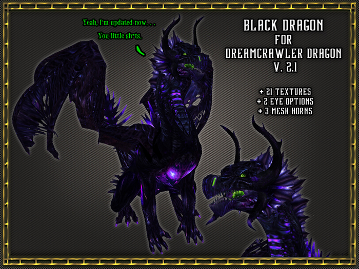 Second Life Marketplace - Black Dragon - [DC] Feral Dragon Remastered MOD