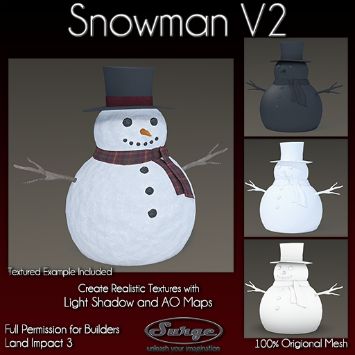 Second Life Marketplace - Mesh Snowman V2 - Full Permission Mesh