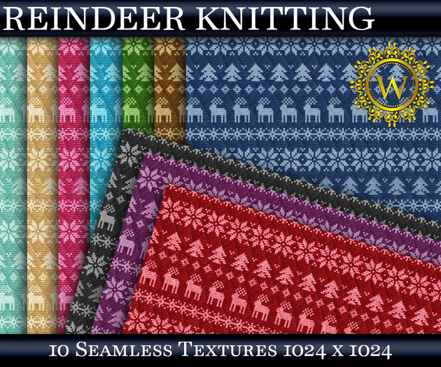 Second Life Marketplace - Reindeer Knitting 10 Seamless Fabric Textures ...