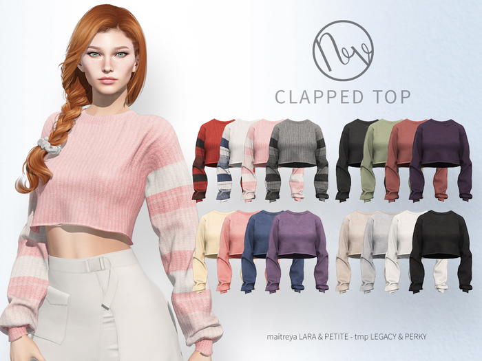 Second Life Marketplace - neve top - clapped fatpack
